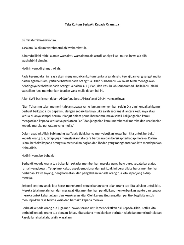 Kultum berbakti kepada ortu | PDF