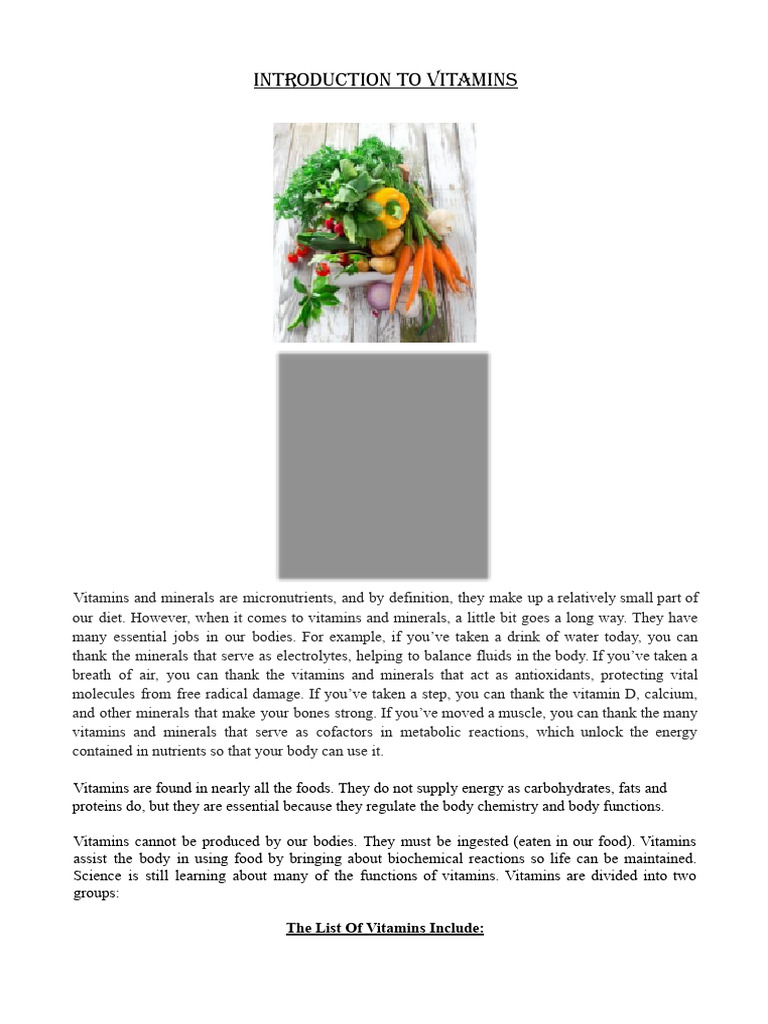 Introduction To Vitamins and Minerals - Food Nutrition An Health Notes ...