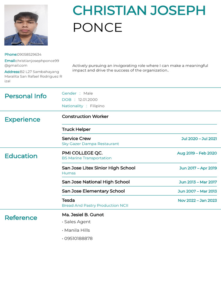 Christian Joseph Ponce Resume | PDF