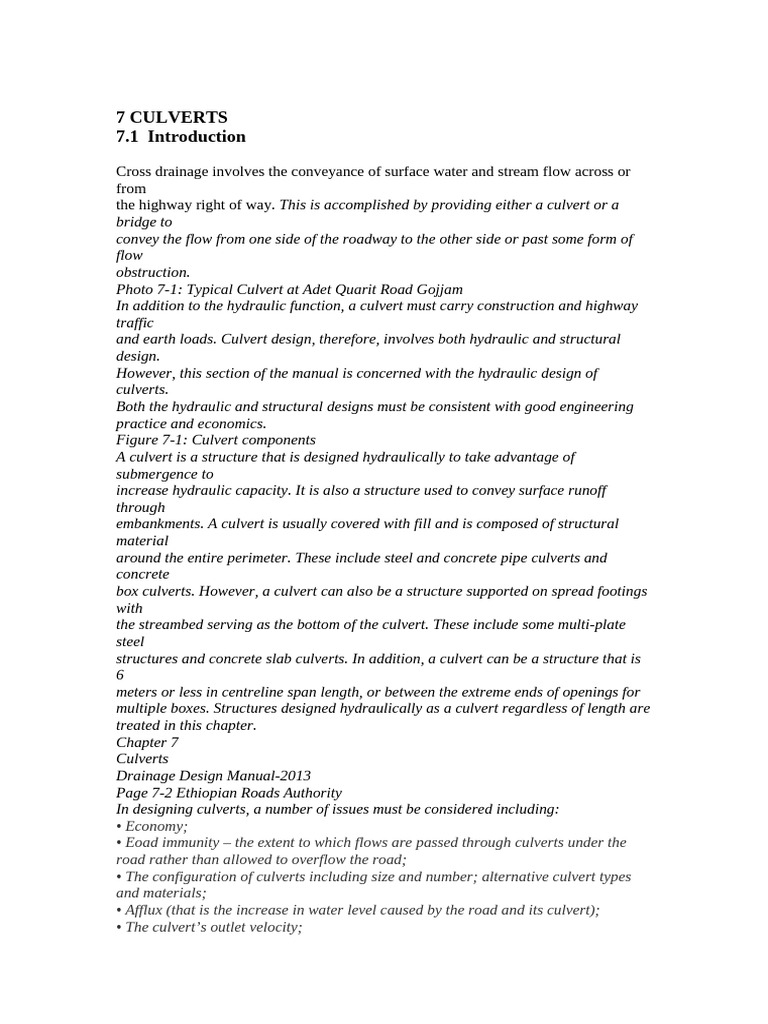 Culvert Design Manual ERA 2013 | PDF | Flood | Stream