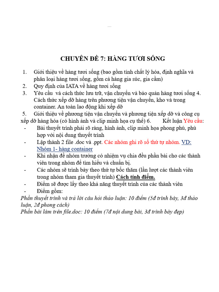 bai-tap-chuyen-de-7-hang-tuoi-song-logistics-van-tai-hang-hoa-truong-d-70141 | PDF