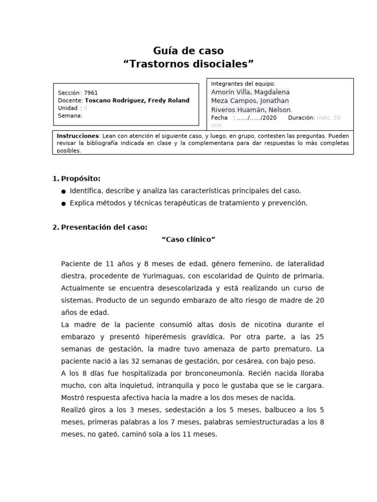 Caso Trastorno Disocial | PDF | Desorden hiperactivo y deficit de atencion | Trastorno mental