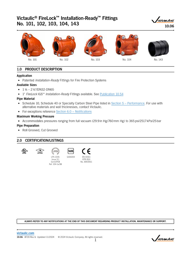 Ficha Tecnica Accesorios Ranurados IRF Victualic | PDF | Screw | Pipe (Fluid Conveyance)