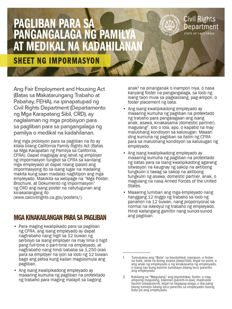 Family Care and Medical Leave Fact Sheet TG | PDF