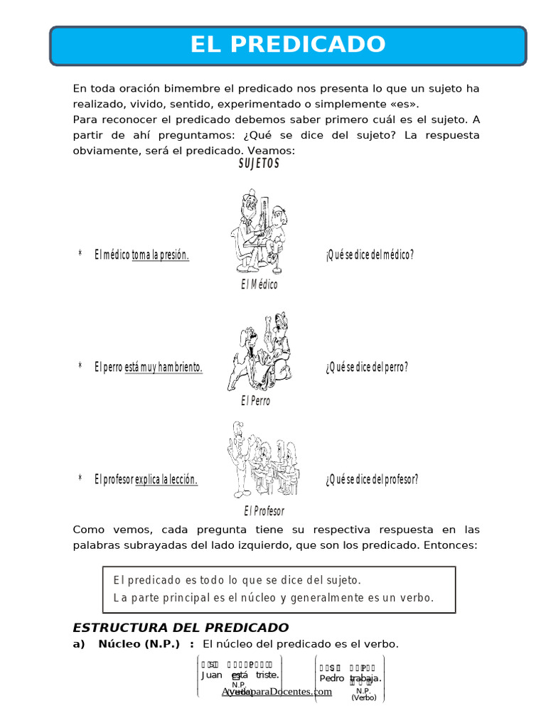 Estructura y Tipos de Predicado en Oraciones | PDF | Predicado ...
