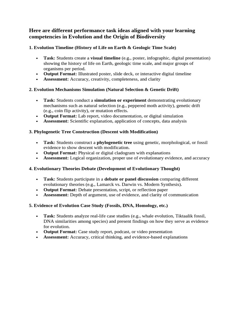 GEN BIO 2 Performance Task | PDF | Evolution | Phylogenetics