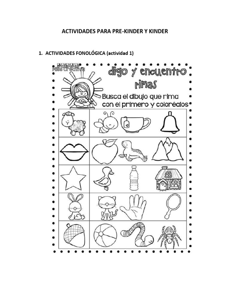 Actividades Educativas para Pre-Kinder y Kinder | PDF