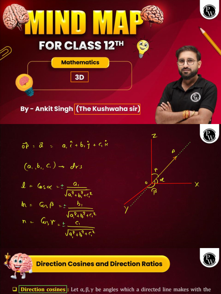 Three Dimensional Geometry - Class Notes - Class 12th Mind Map Series | PDF