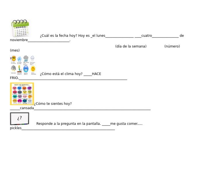 Daily Warm Up - Spanish Schoology | PDF