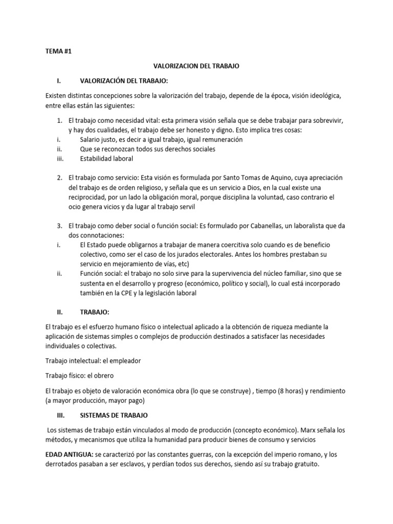 DERECHO LABORAL_TEMAS 1 | PDF | Feudalismo | Derecho laboral