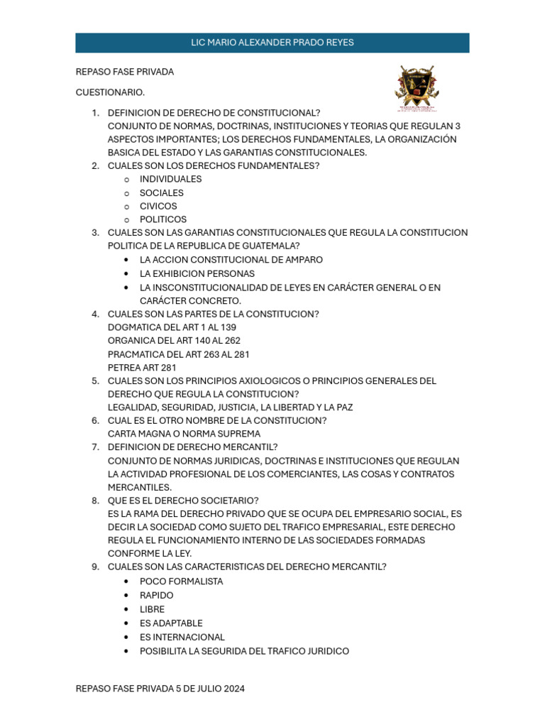 Repaso Derecho Constitucional y Mercantil | PDF | Derecho Constitucional | Constitución