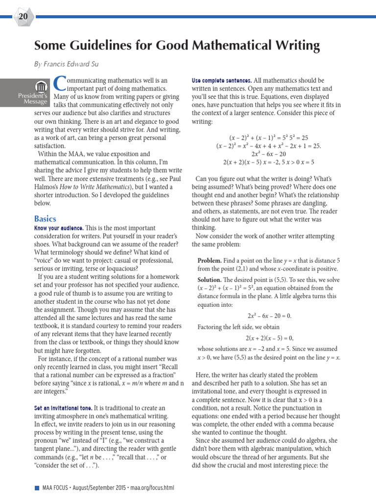 Su - Writing Mathematics-1 | PDF | Mathematics | Mathematical Proof