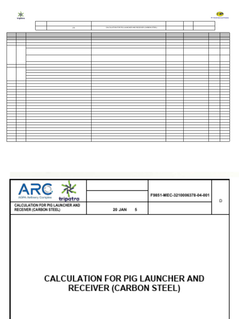 AGPA Refinery Pig Launcher Calculation | PDF | Pipe (Fluid Conveyance ...