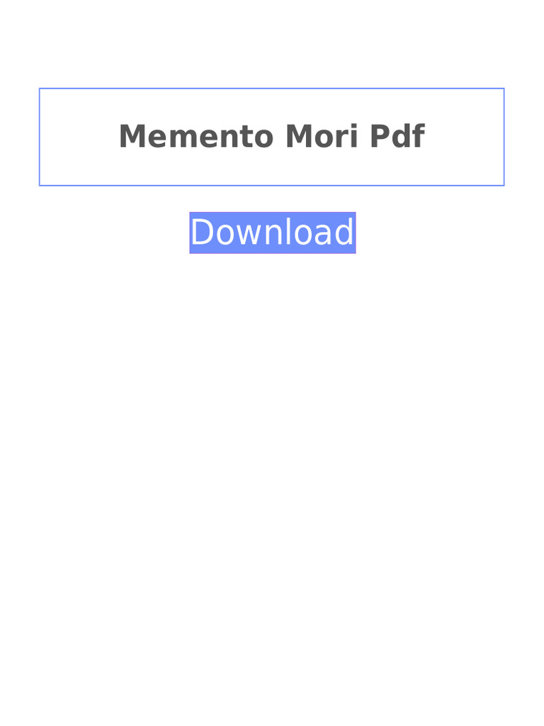 Memento Mori PDF | PDF
