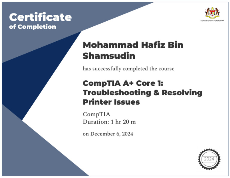 CompTIA A+ Core 1 - Troubleshooting & Resolving Printer Issues | PDF