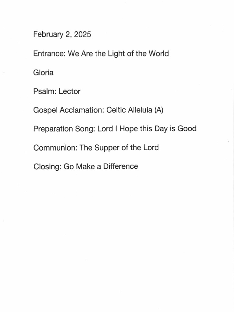 Bflat Song Packet February 2 2025 | PDF
