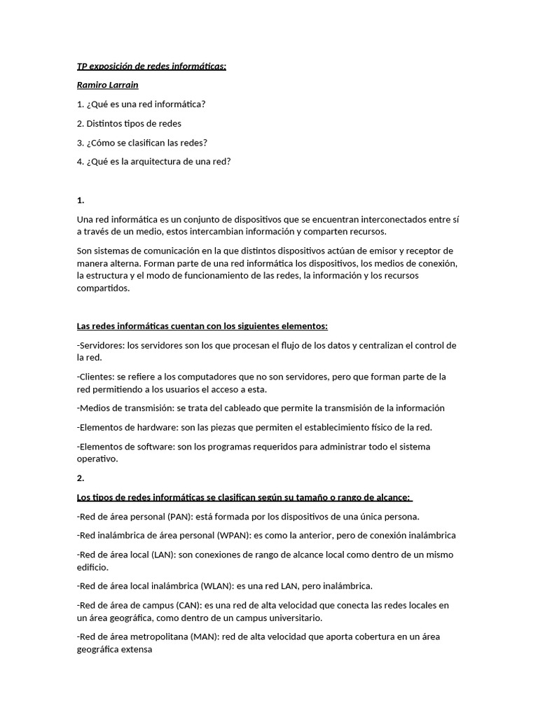 TP Exposición de Redes Informáticas (3) | PDF | Red de computadoras | Hardware de la computadora