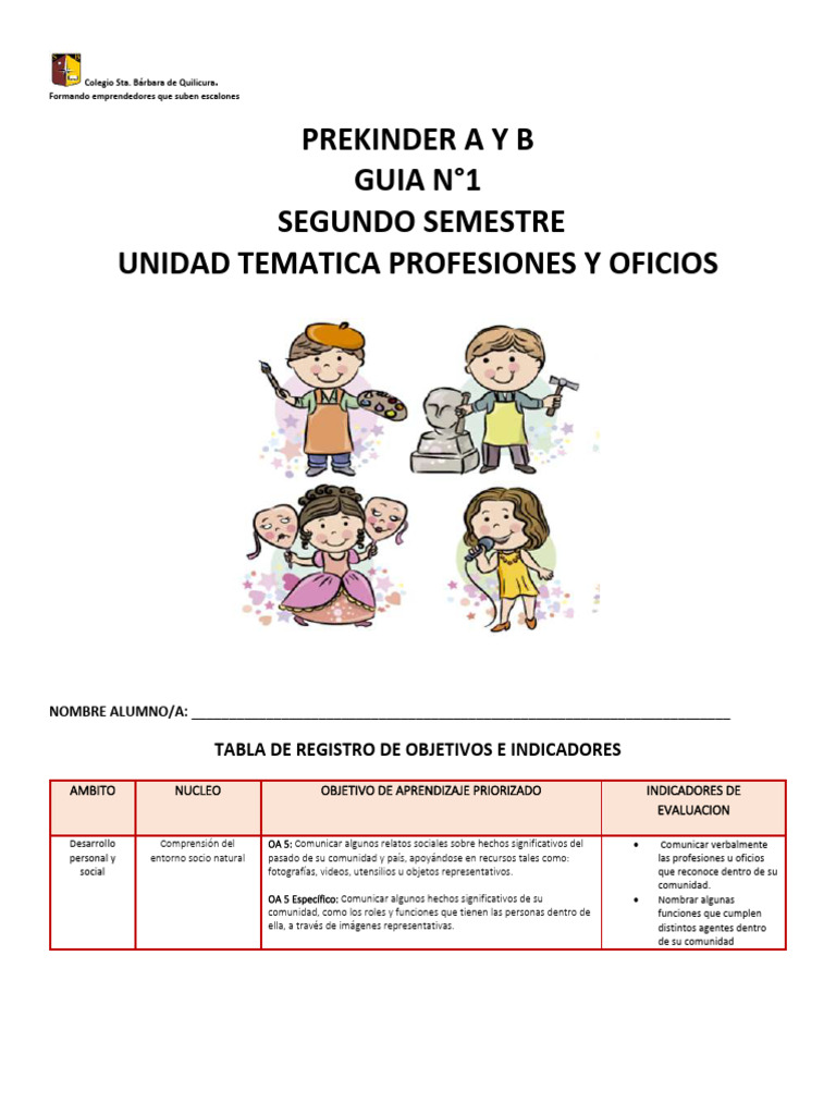 PRE KINDER 1 Segundo Semestre Tema | PDF | Aprendizaje | Modificación ...