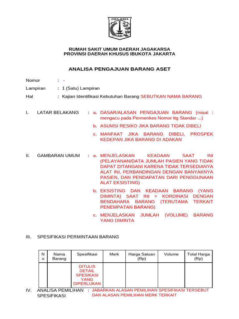 Contoh FORMAT KAJIAN PERMINTAAN BARANG MODAL | PDF