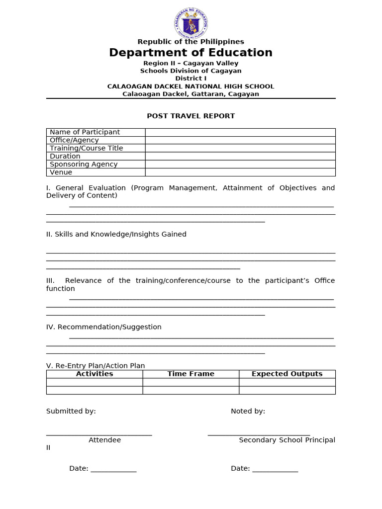 Post Travel Report for DepEd Training | PDF