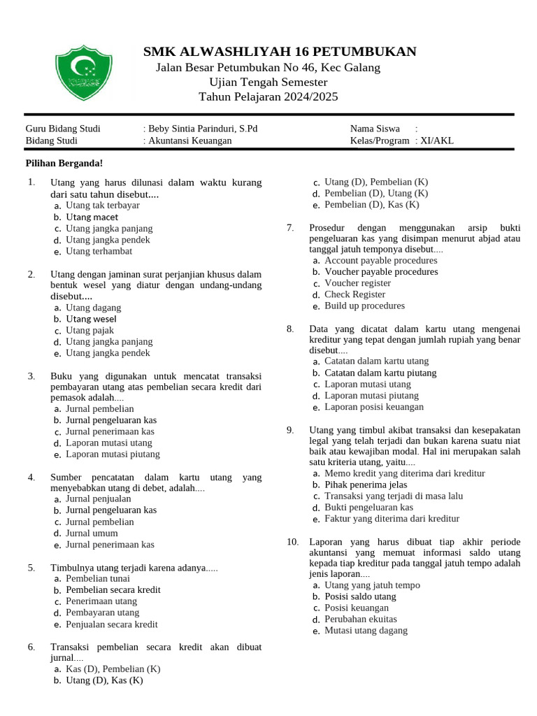 Akuntansi Keuangan XI AKL | PDF