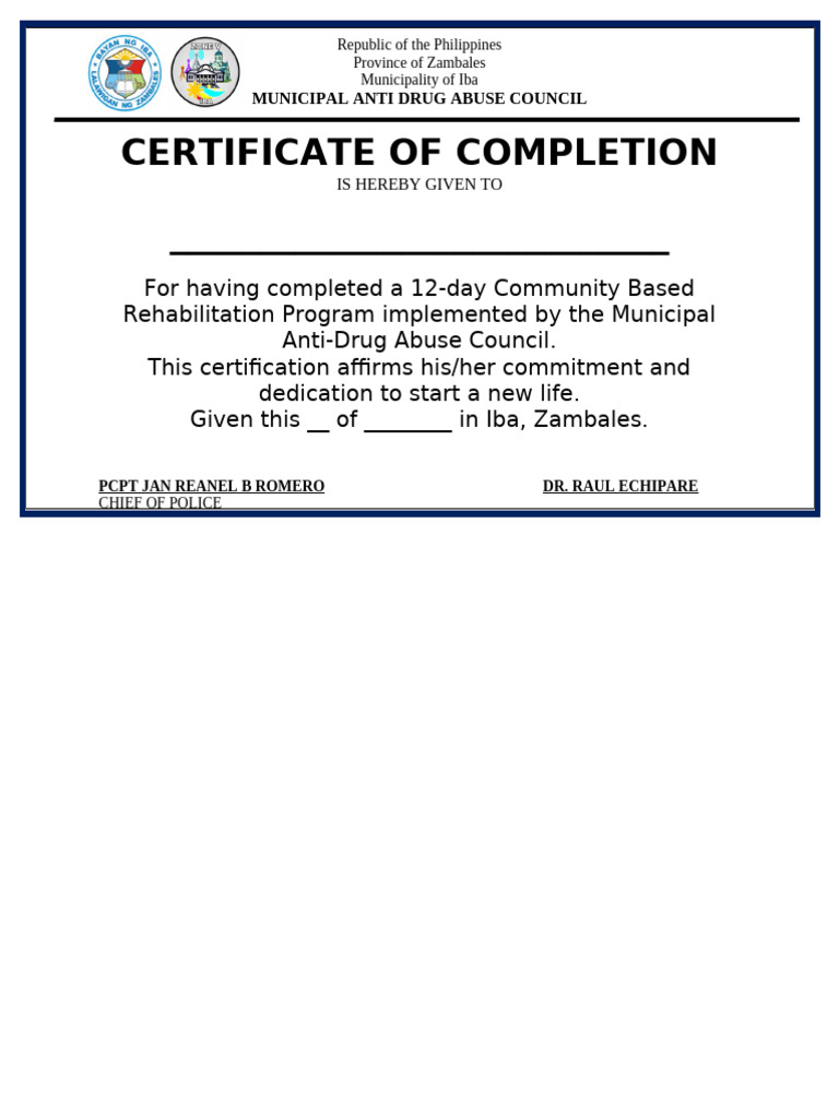 BADAC Certificate of Completion | PDF