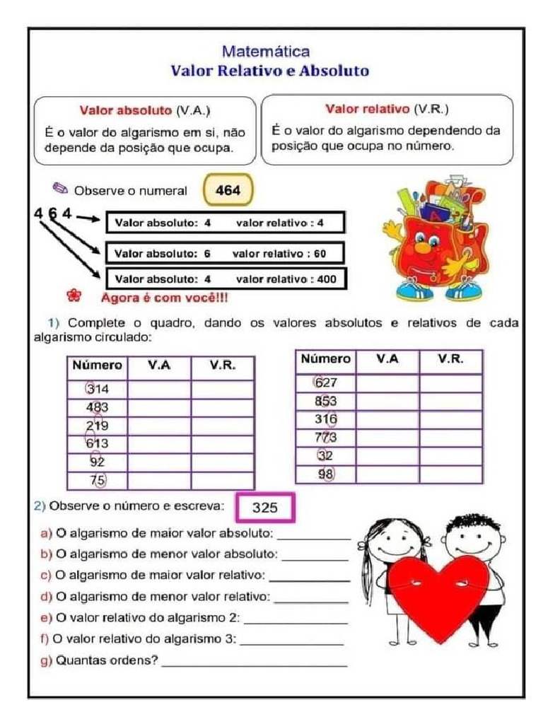 valor relativo e absoluto 3 ano B | PDF