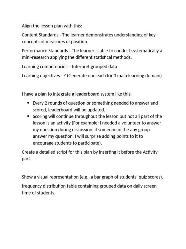 Align The Lesson Plan With This | PDF