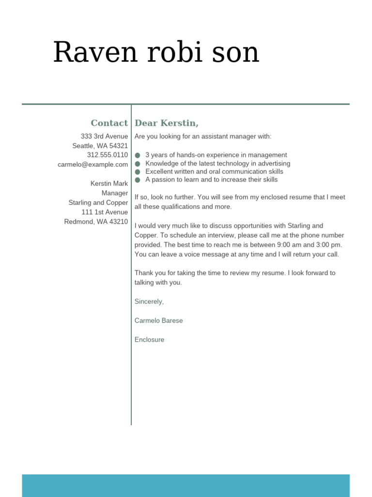 Basic Modern Cover Letter | PDF