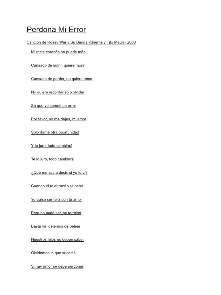 Perdona Mi Error - Rossy War | PDF