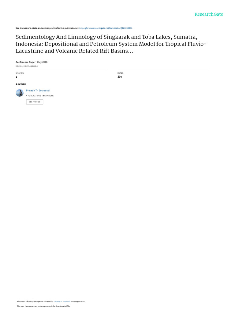 Sedimentology and Limnology of Singkarak and Toba | PDF | Sedimentary ...
