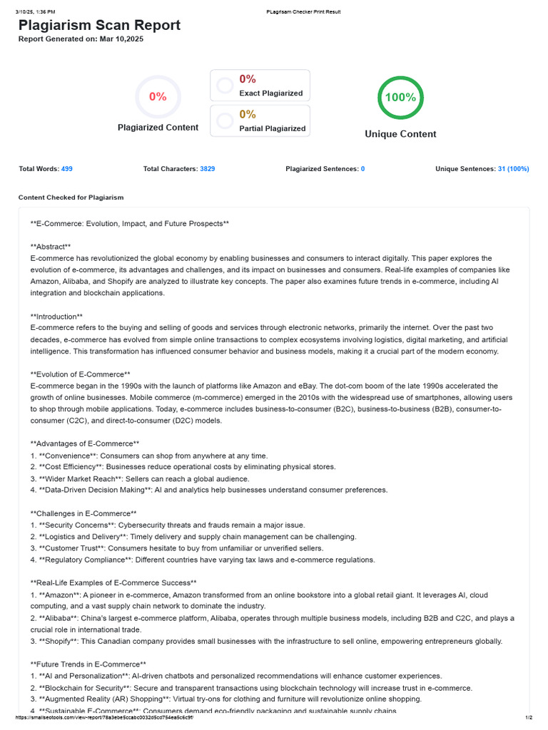 E-Commerce Plagiarism Scan Report | PDF | E Commerce | Online Shopping