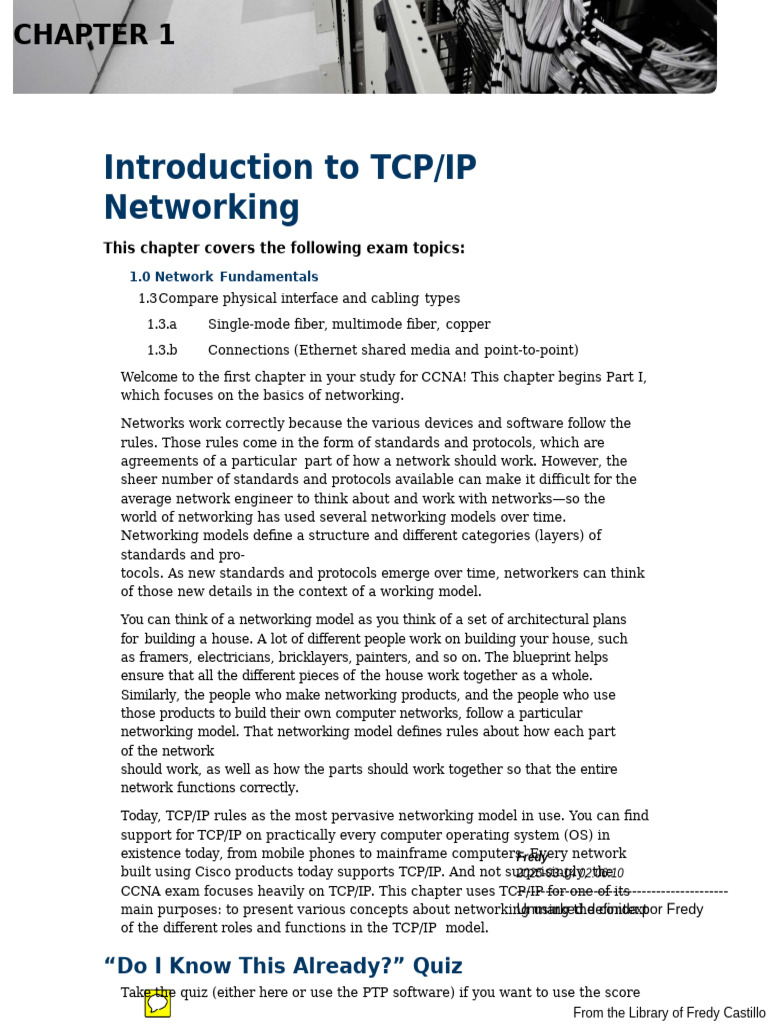 CCNA 200-301, Capitulo 1 | PDF | Transmission Control Protocol | World Wide Web