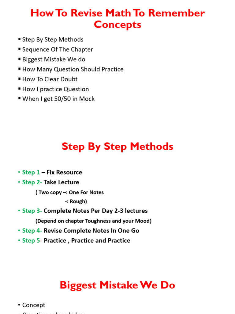 How To Revise Math To Remember Concepts | PDF | Mathematics