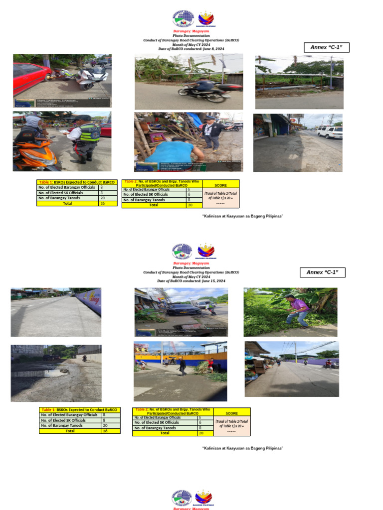 Maguyam Barangay Road Clearing Report | PDF