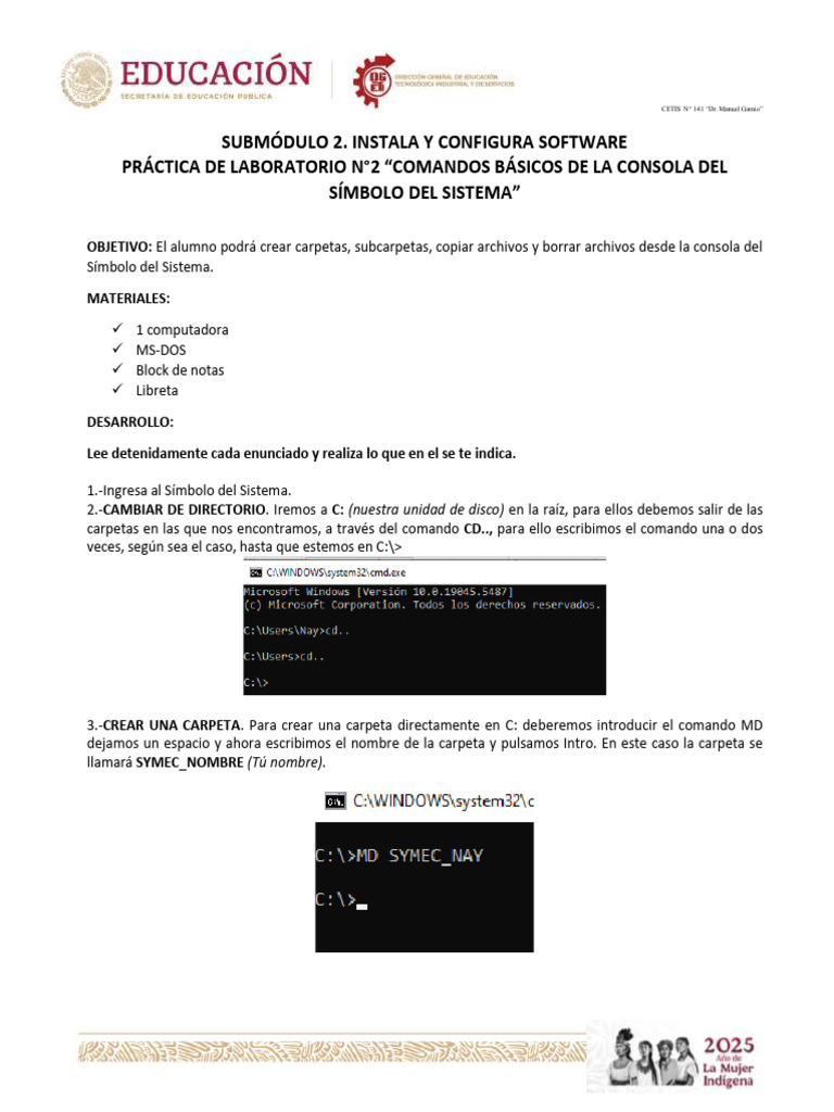 Practica 2 Comandos de Ms-Dos | PDF | Archivo de computadora | Software del sistema