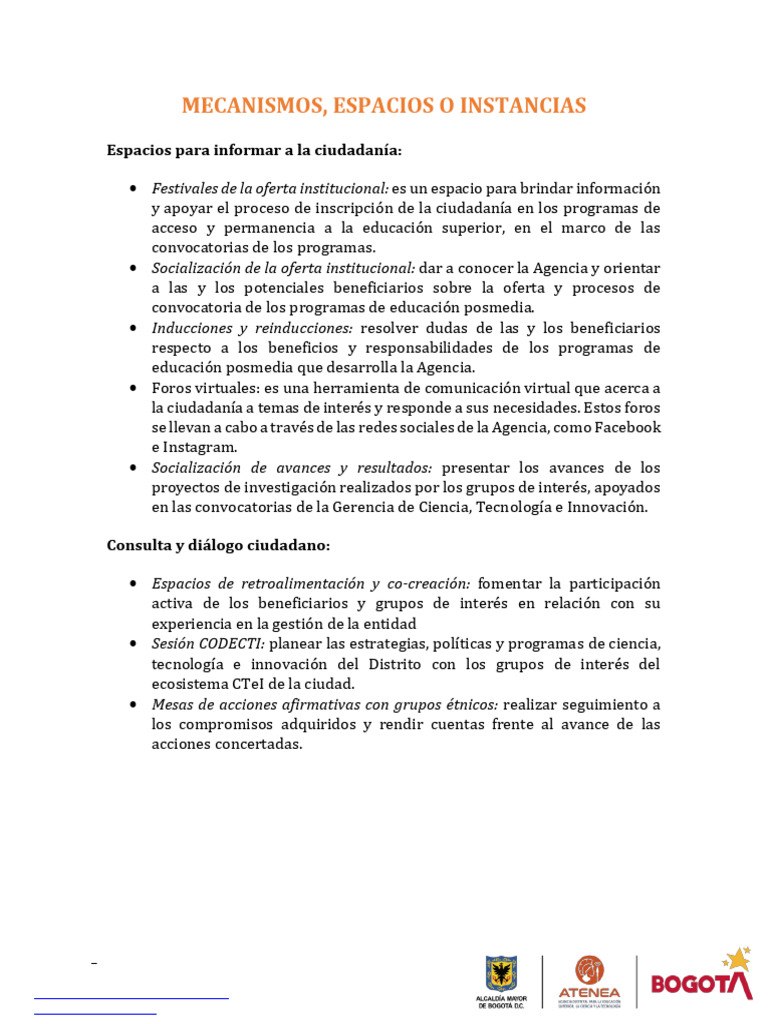 Mecanismos Espacios o Instancias | PDF