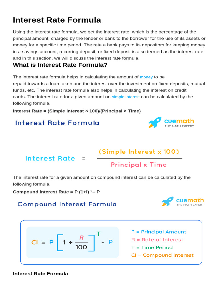 Interest Rate Formula | PDF | Interest | Interest Rates
