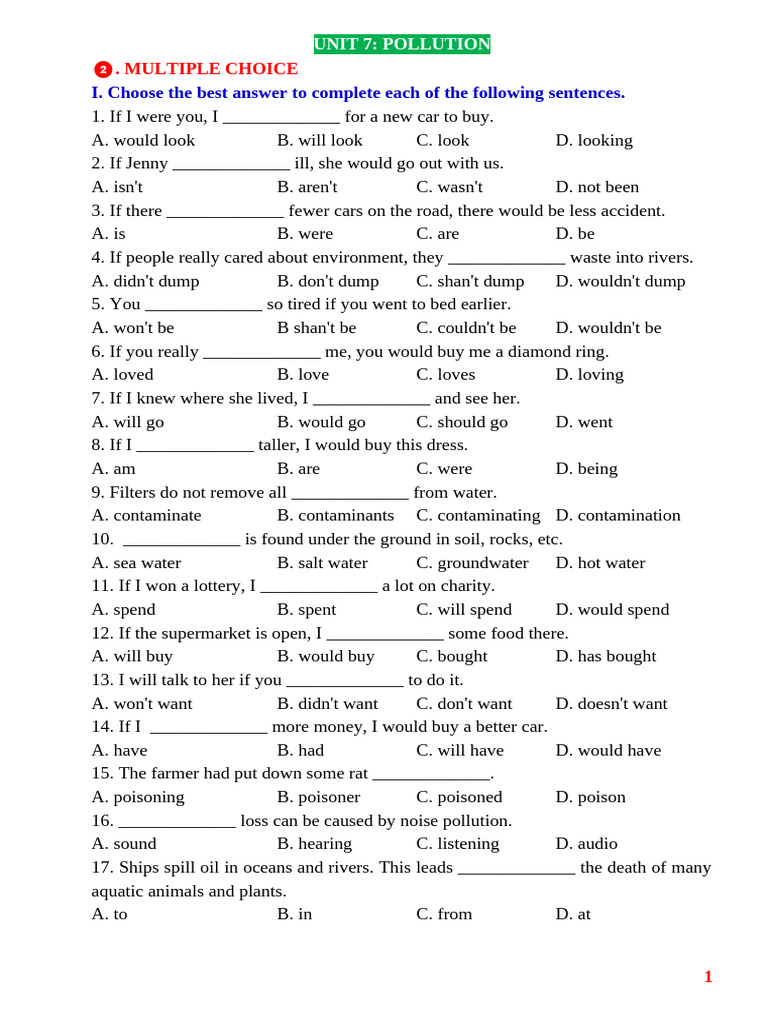 Bài tập Anh 8 theo unit E8 UNIT 7 | PDF | Oxygen | Ozone