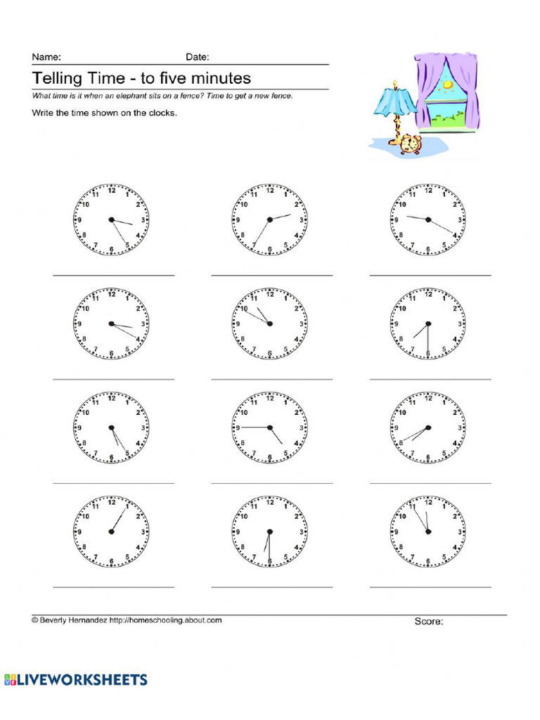 telling time worksheet | PDF