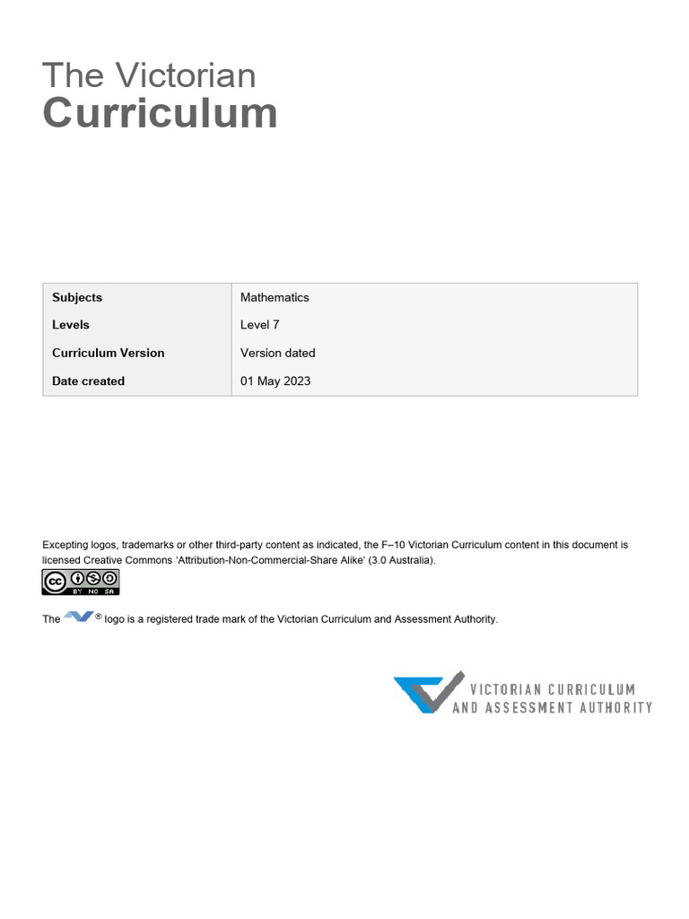 VCAA Year 7 Maths Curriculum | PDF | Numbers | Factorization