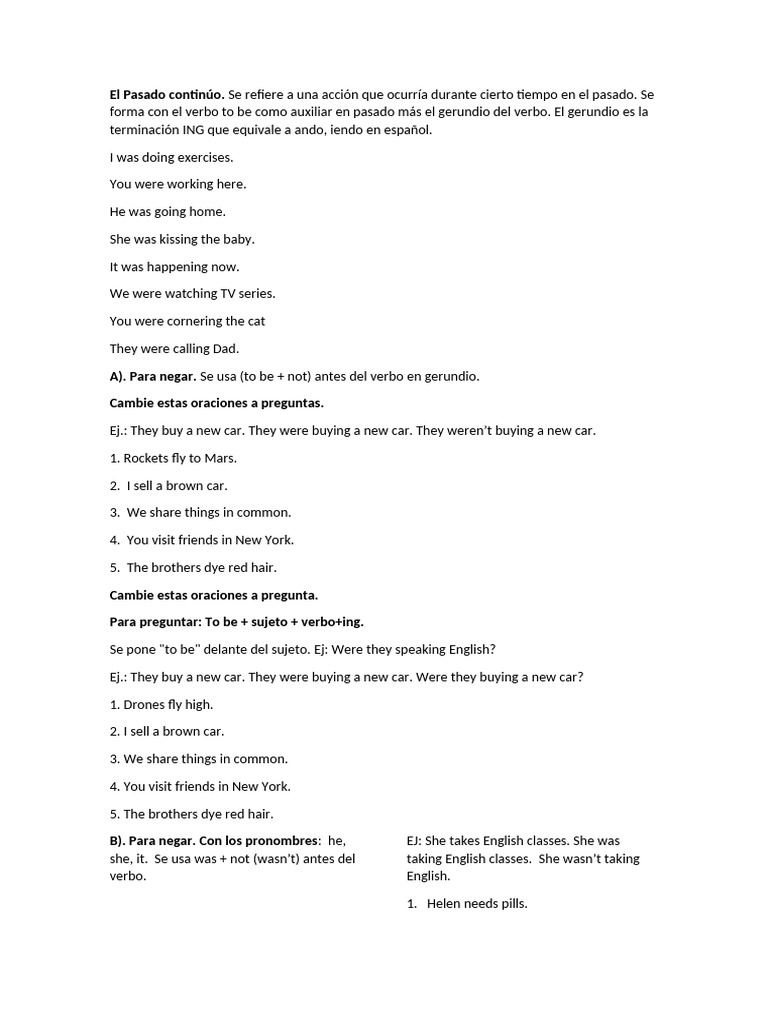Pasado Continuo | PDF