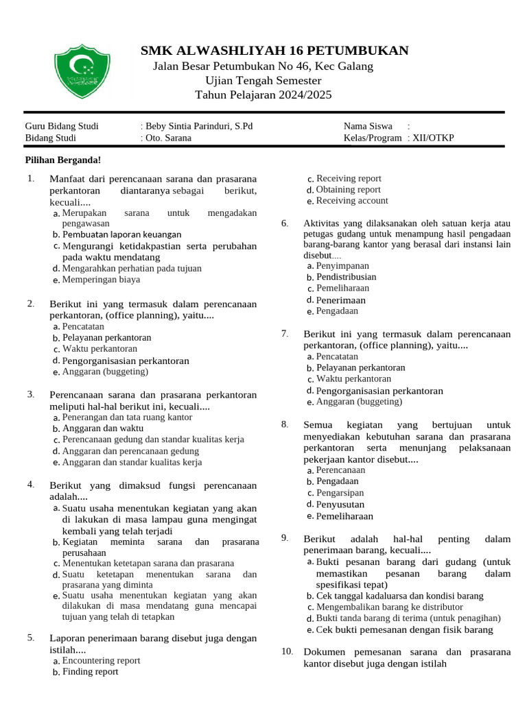 Oto Sarana XII OTKP | PDF