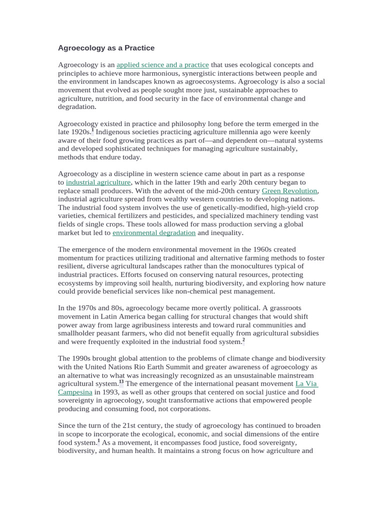 Understanding Agroecology Practices | PDF | Agriculture | Agroecology