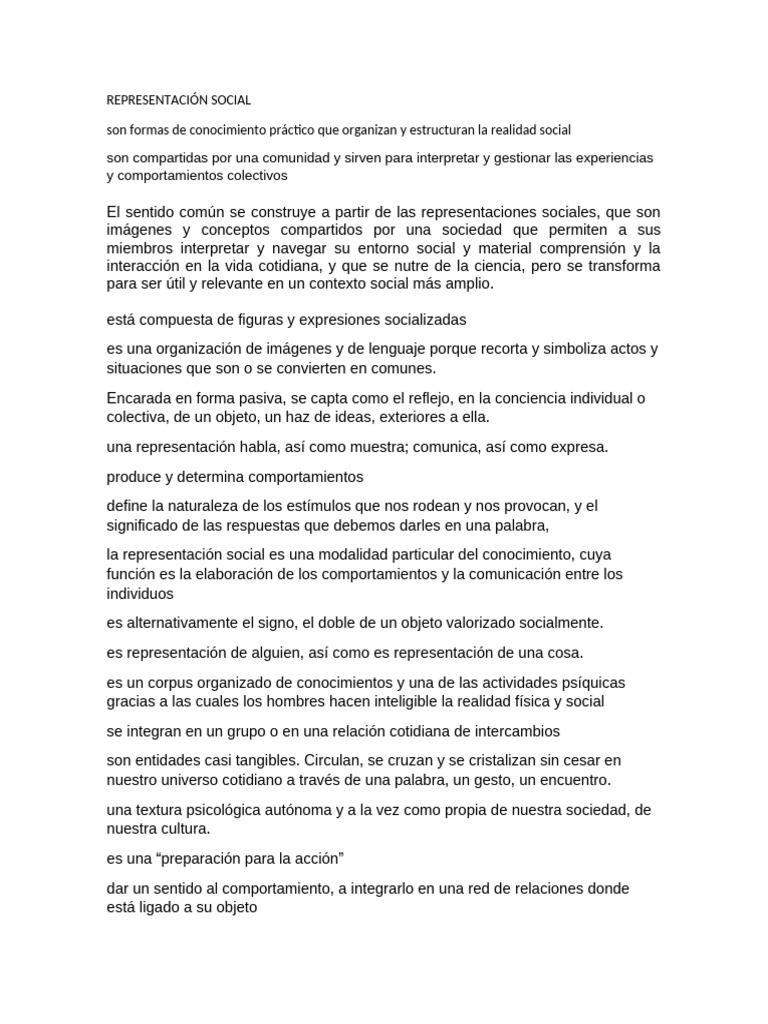 Ideas Generales de Representación Social | PDF | Conocimiento ...