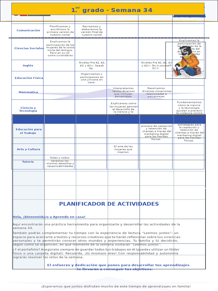 s34-secundaria-1-planificador | PDF | Aprendizaje