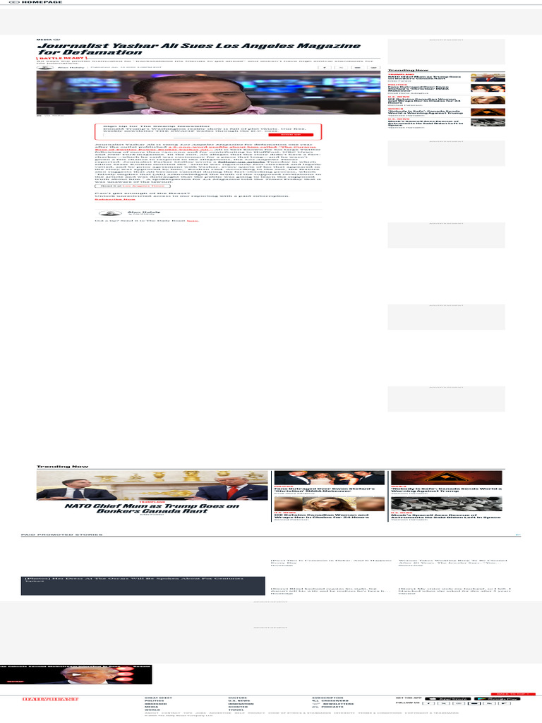 Journalist Yashar Ali Sues Los Angeles Magazine For Defamation | PDF ...