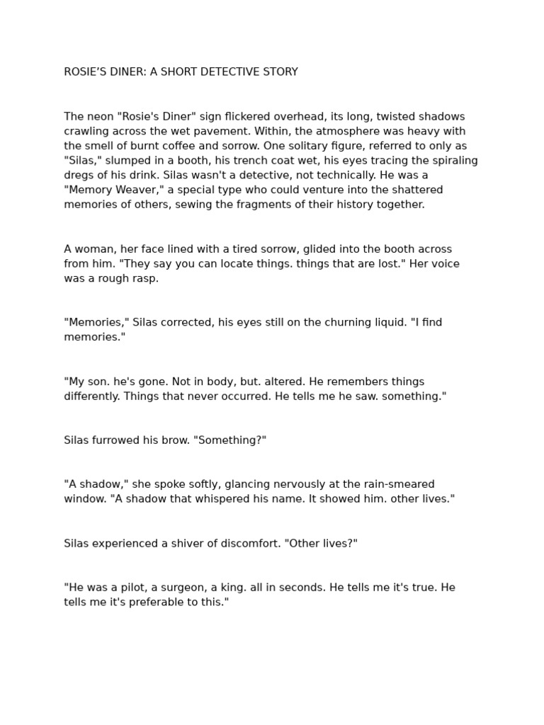 Rosie's Diner - A Short Detective Story | PDF