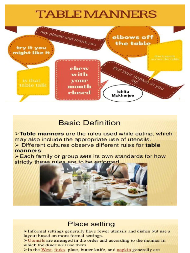 Chapter II.A.1 Table Manners | PDF