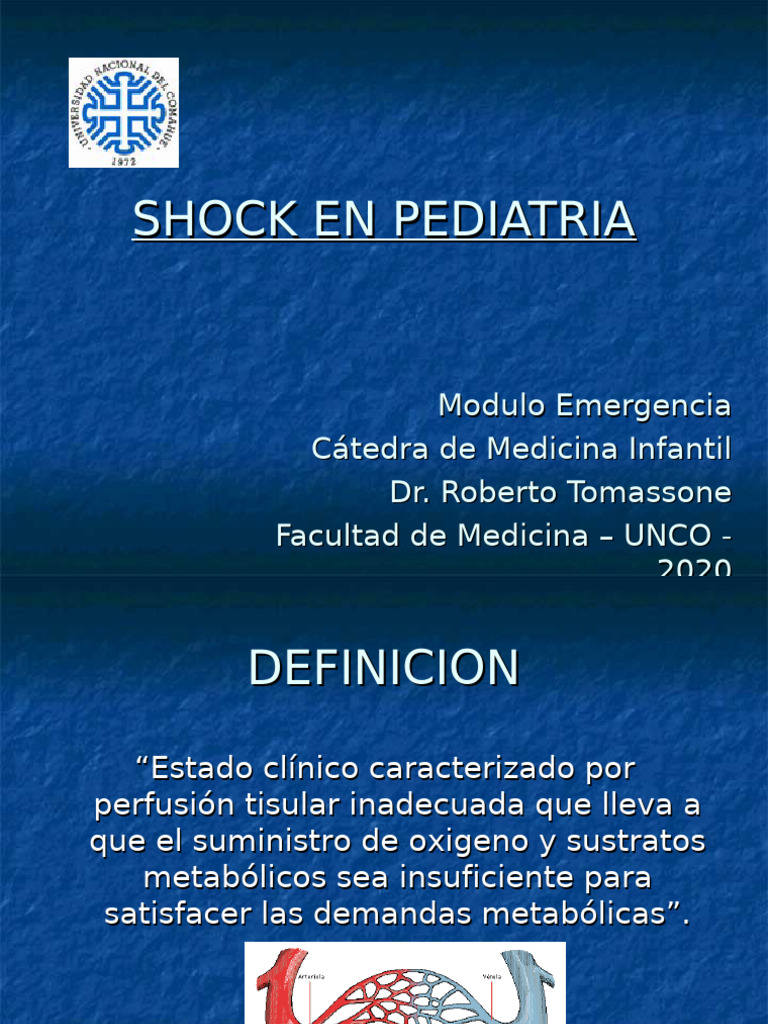 Shock en Pediatría: Definición y Clasificación | PDF | Choque ...